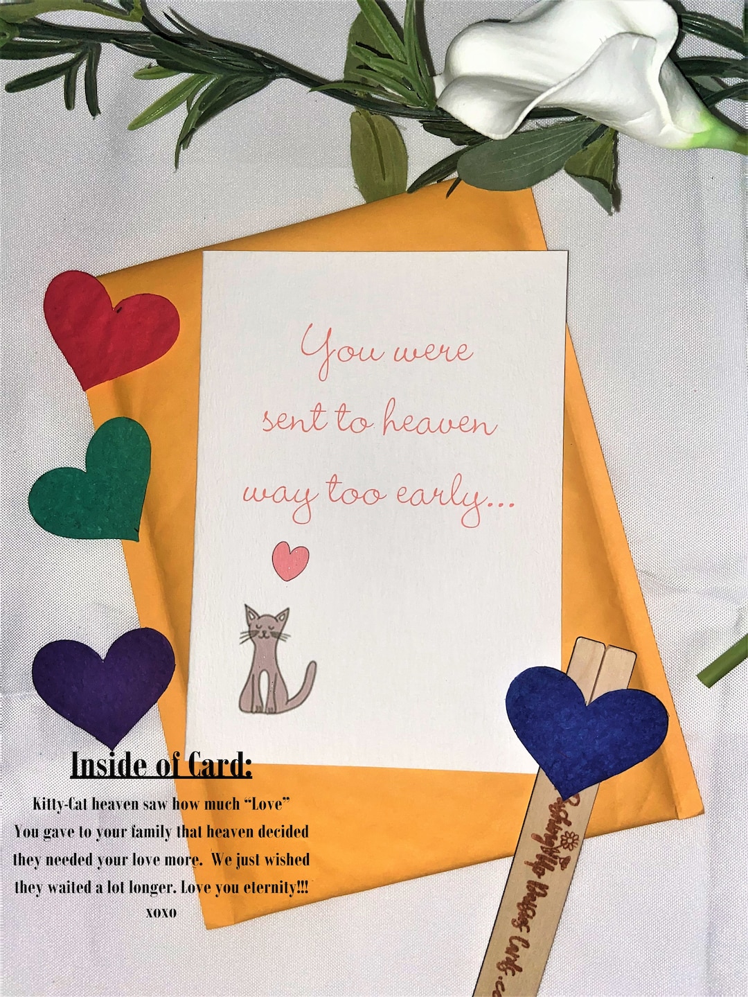 Loss of Cat, Cat Memorial, Loss of Cat, Pet Sympathy Card, Gift for ...