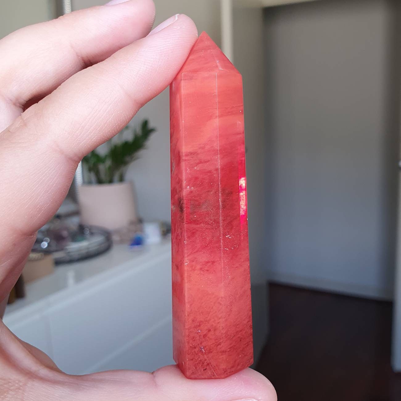 Home Décor Strawberry Obsidian ~ Red ~ Clear ~ Crystal ~ Tower ...