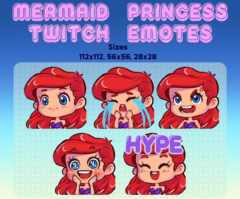 Mermaid Princess - Twitch Emotes - DIGITAL DOWNLOAD - Etsy