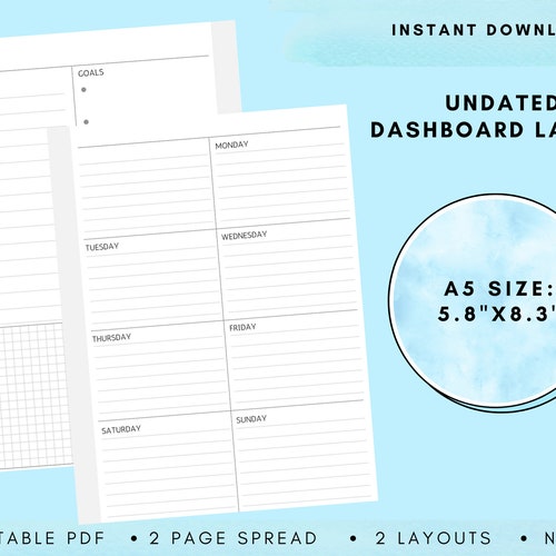 Undated Weekly Planner Printable Quadrant Layout | Etsy