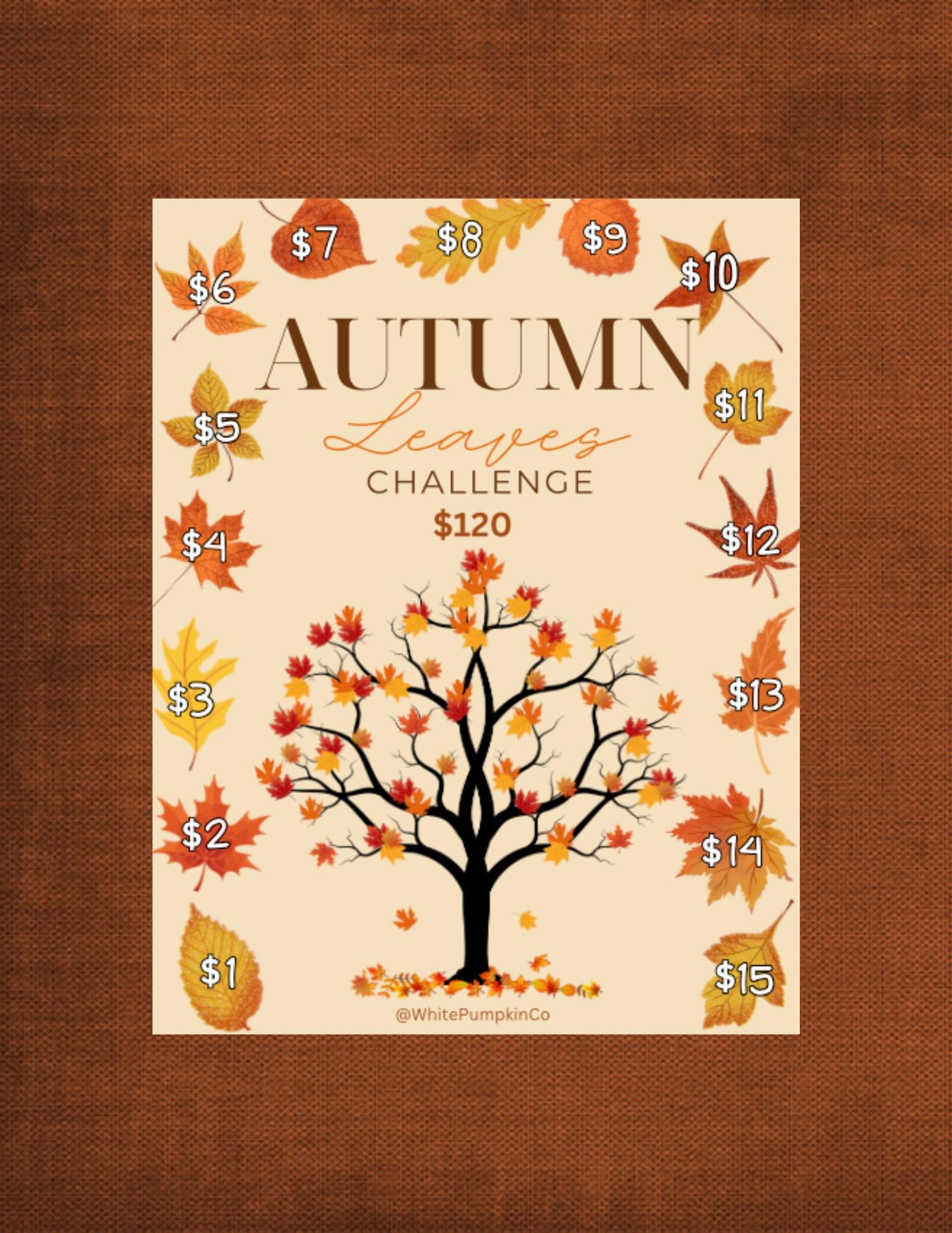 Autumn Leaves Mini Savings Challenge | Digital PDF | Customizable ...