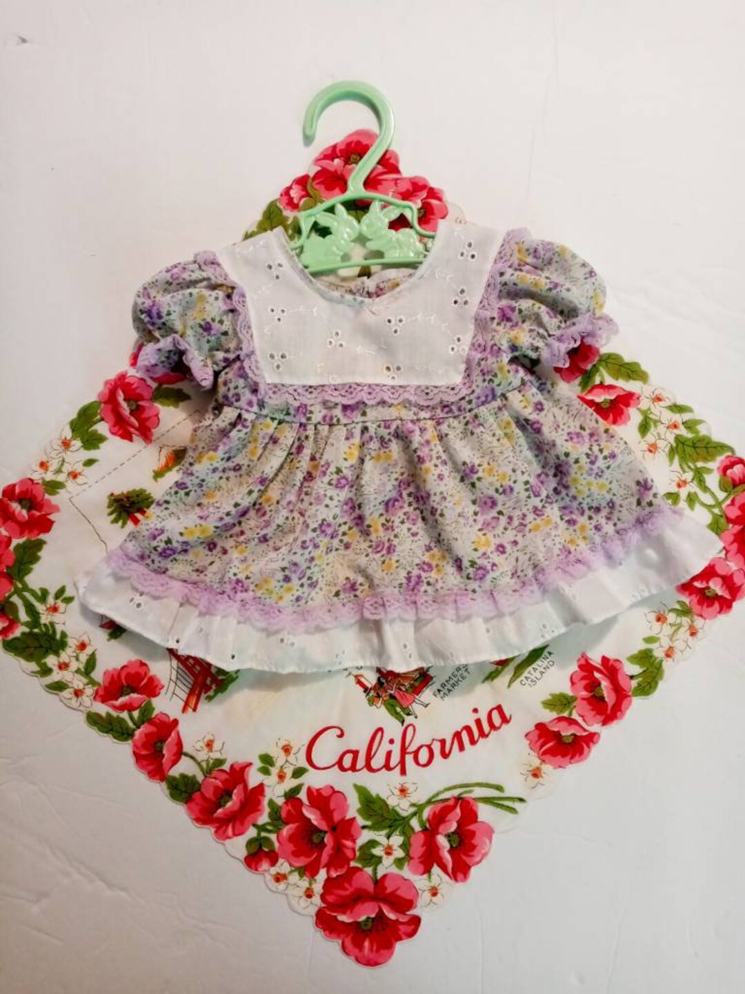 Vintage Doll Dress Floral Violet print doll dress - Etsy.de