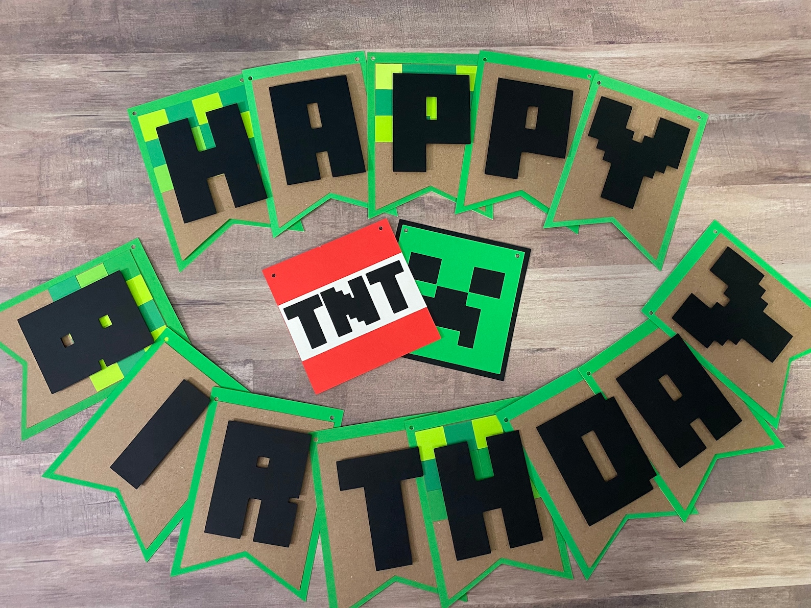 Minecraft Birthday Banner, Kids Decor, Minecraft, Creeper, TNT Banner ...