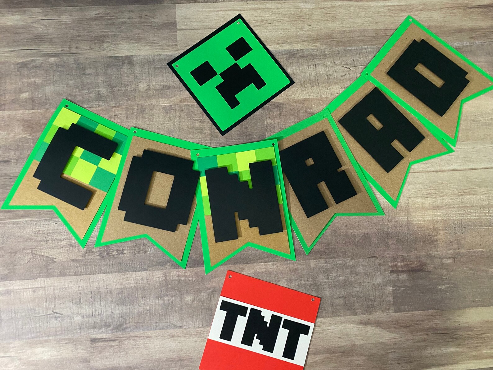 Minecraft Birthday Banner Kids Decor Minecraft Creeper TNT - Etsy