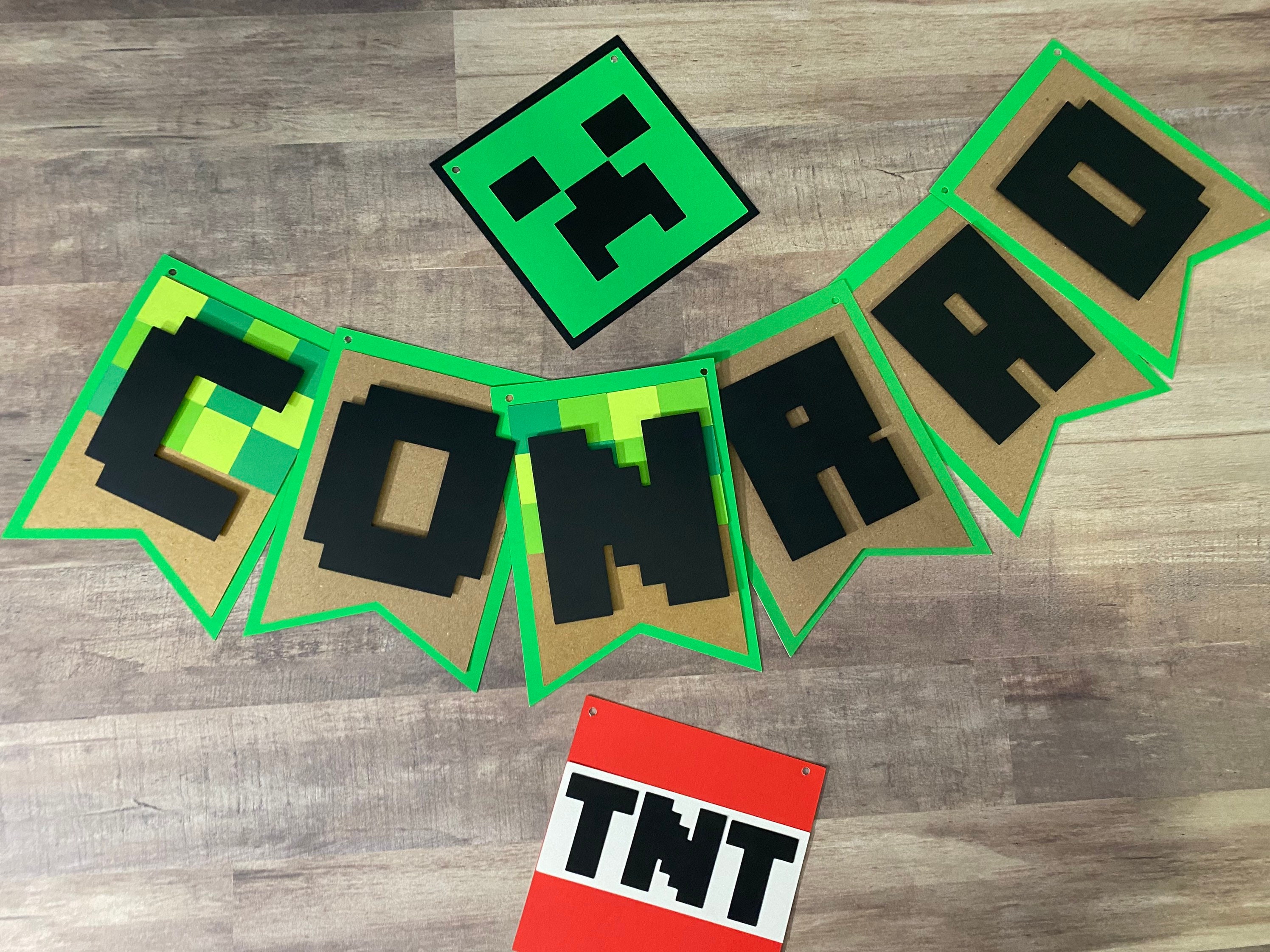 Minecraft Birthday Banner Kids Decor Minecraft Creeper TNT | Etsy
