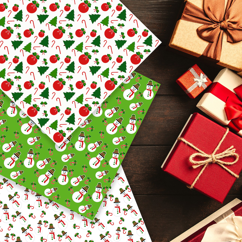 Christmas Digital Paper Christmas Pattern Winter Digital | Etsy