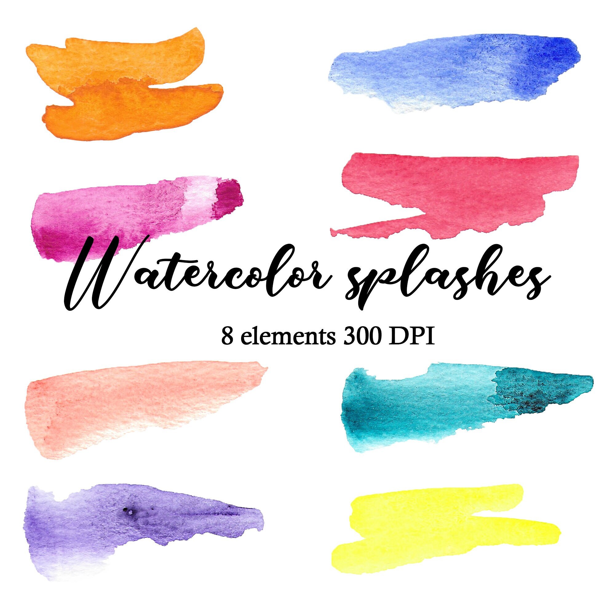 Watercolor Hand Drawn Splashes Clipart. Watercolor Paint Stains. - Etsy