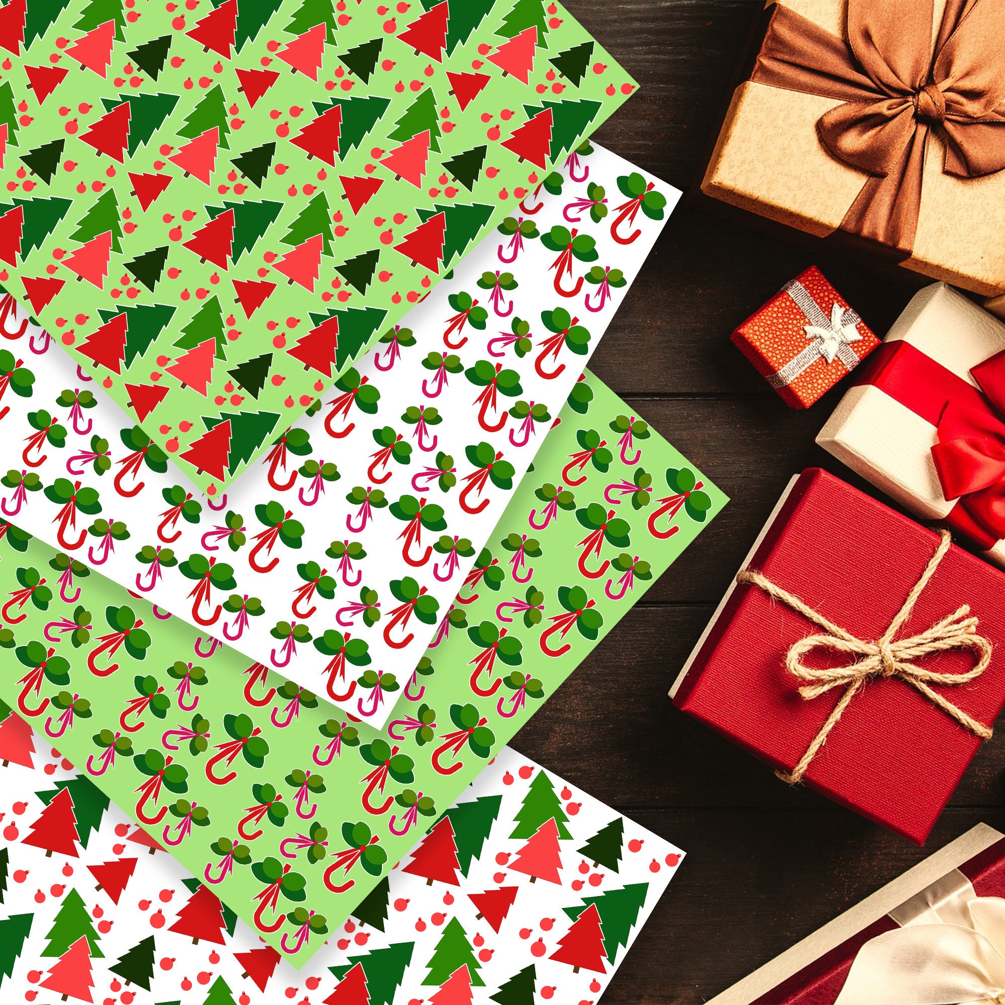 Christmas Digital Paper, Christmas Pattern, Winter Digital Paper ...