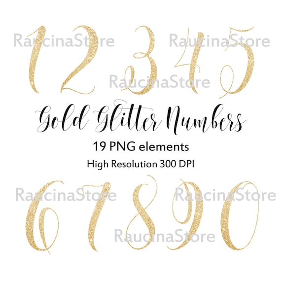 Glitter Numbers Clipart Numbers Clipart Commercial Use | Etsy