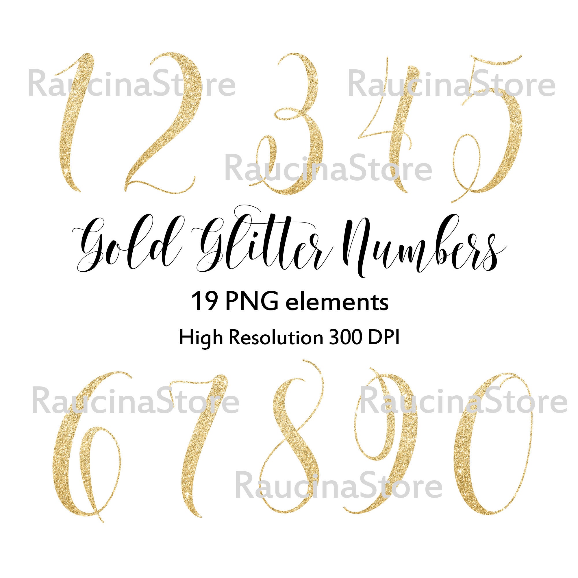 Glitter Numbers Clipart Numbers Clipart Commercial Use - Etsy Australia