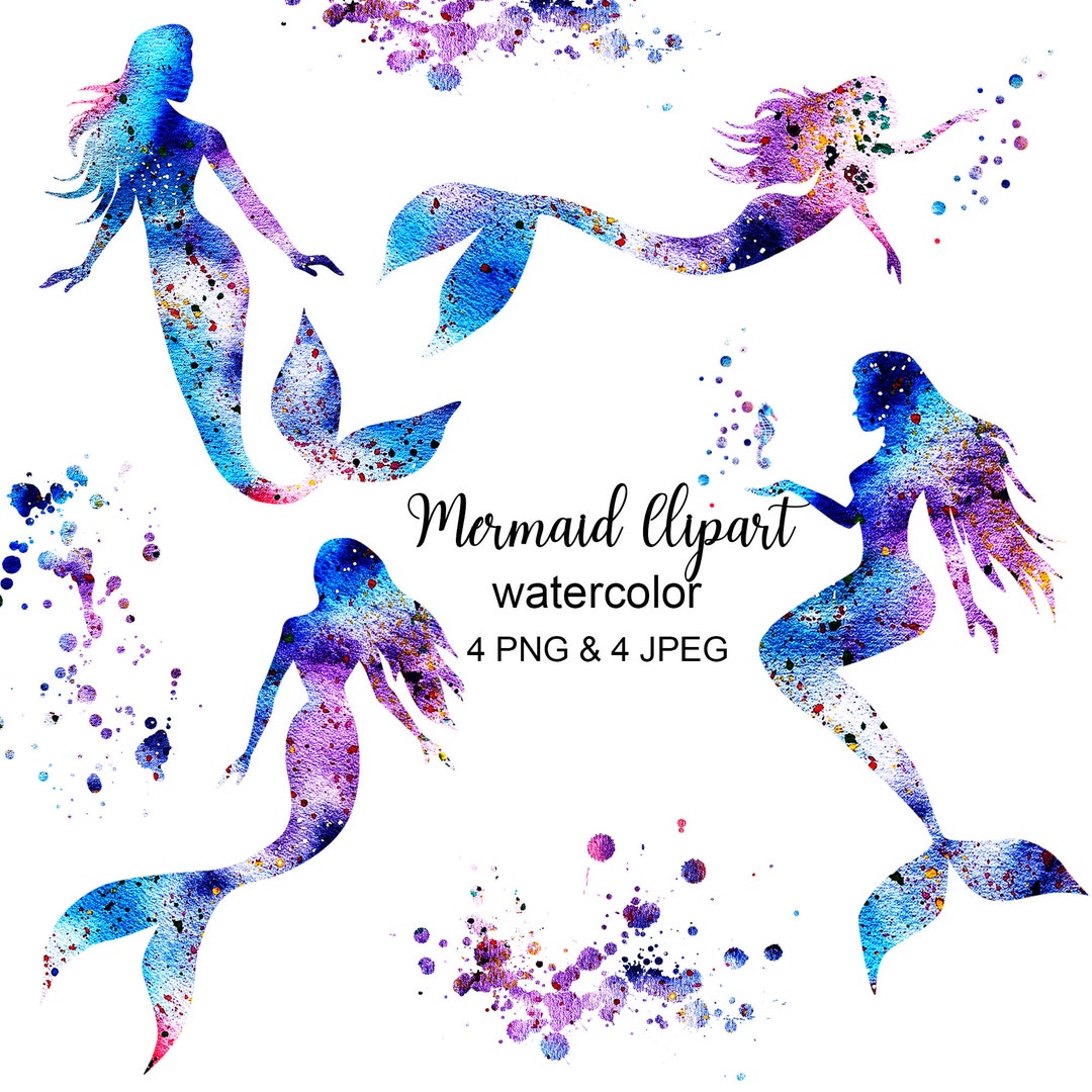 Mermaid Clipart, Mermaid Sublimation Download, Watercolor Mermaid ...