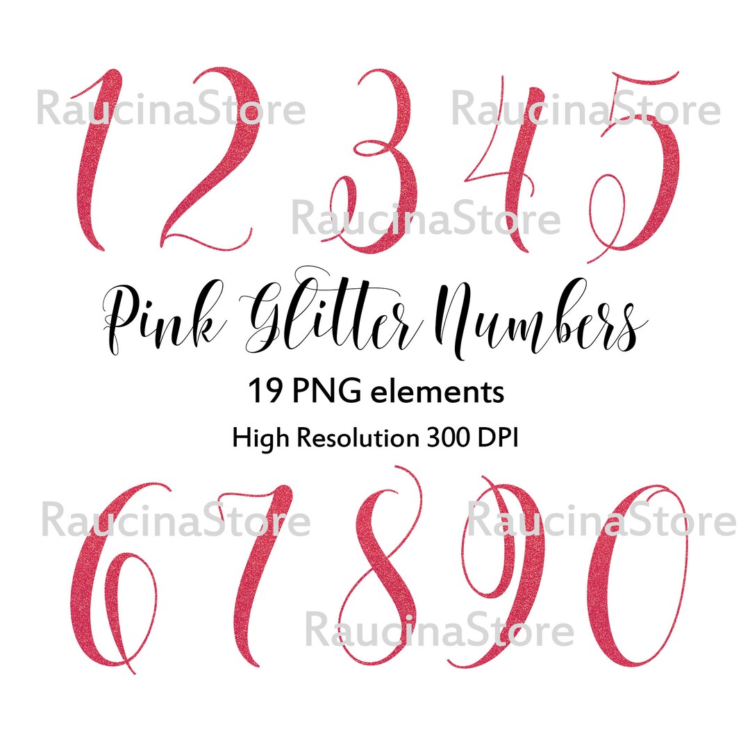 Glitter Numbers Clipart, Numbers Clipart, Rose Gold Glitter Numbers ...