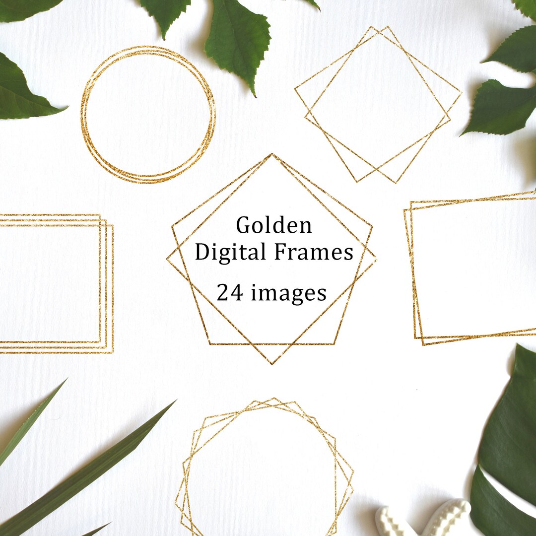 Gold Digital Frames, Frames Clipart, Digital Frames, Wedding Clipart ...