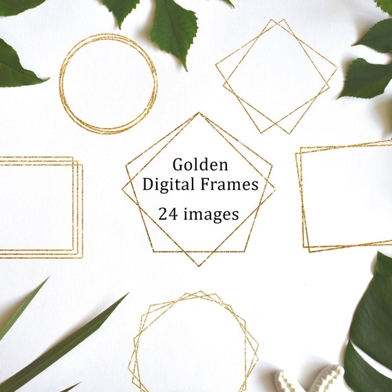 Gold Digital Frames Frames Clipart Digital Frames Wedding | Etsy