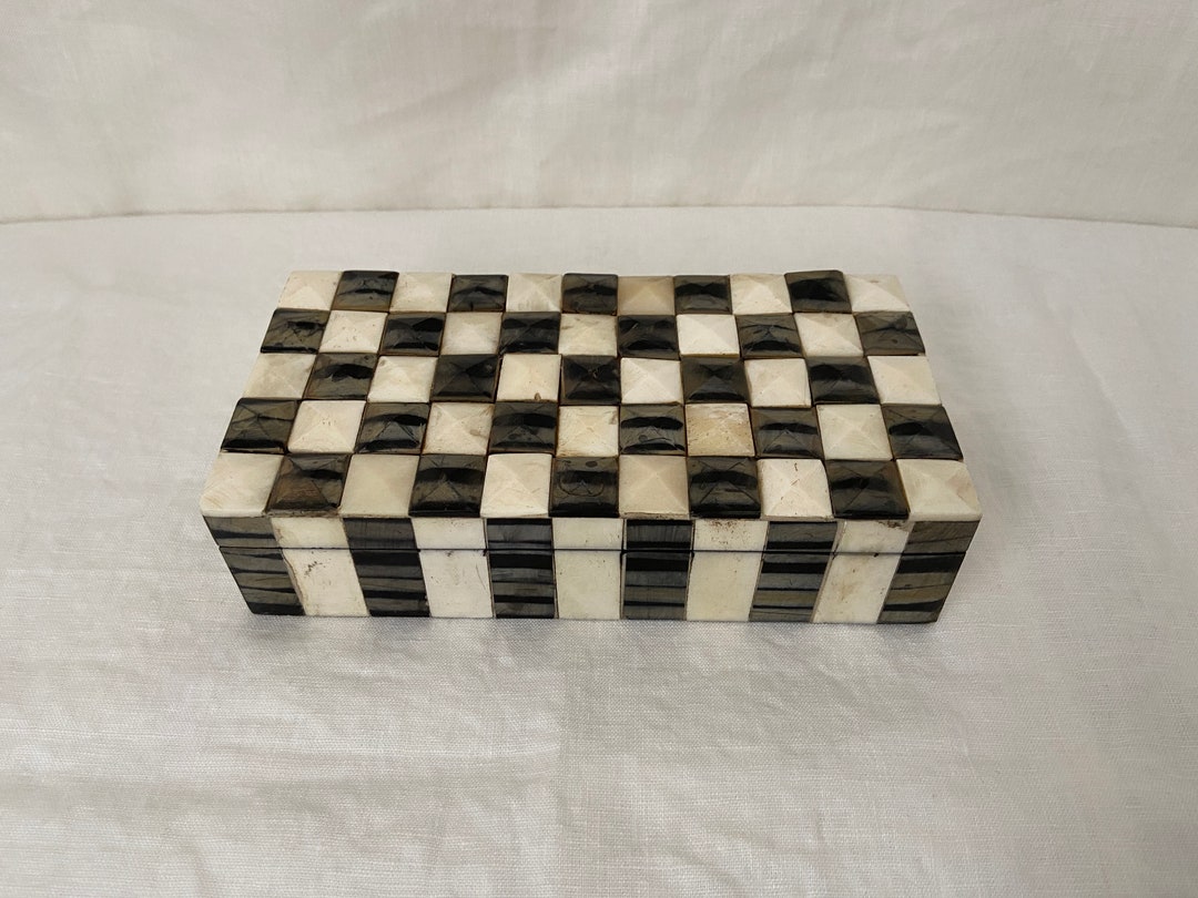 Black and White Checkered Stud Box - Etsy