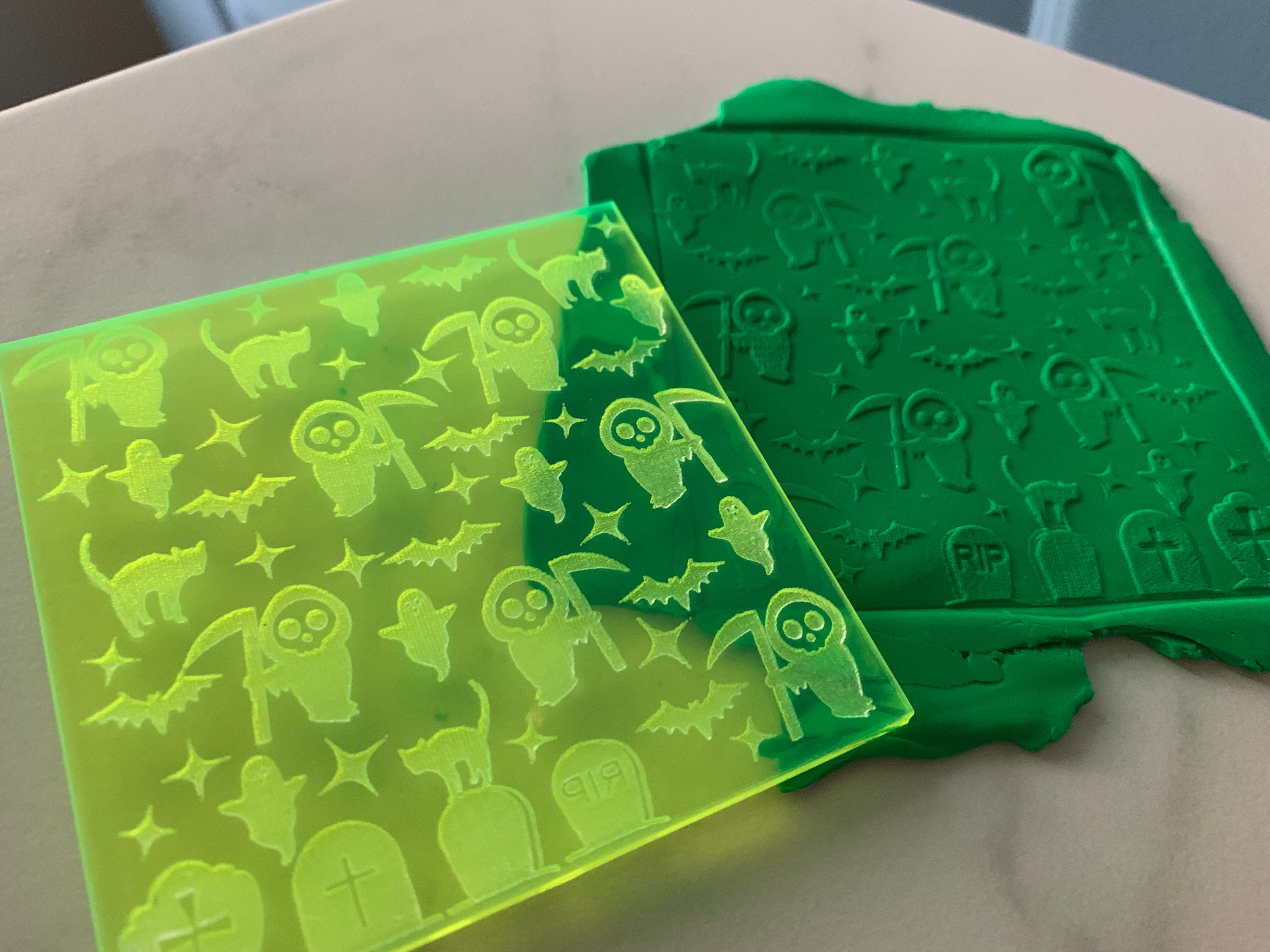 Cute Grim Reaper Polymer Clay Texture Themed Tile Halloween - Etsy