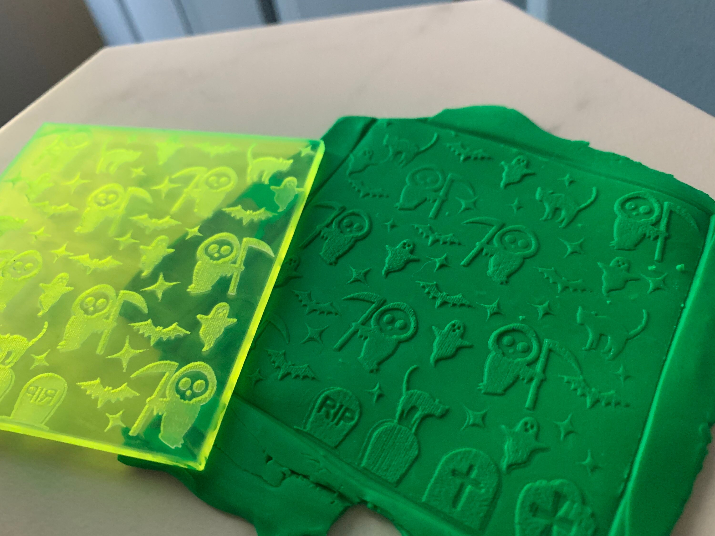 Cute Grim Reaper Polymer Clay Texture Themed Tile Halloween - Etsy