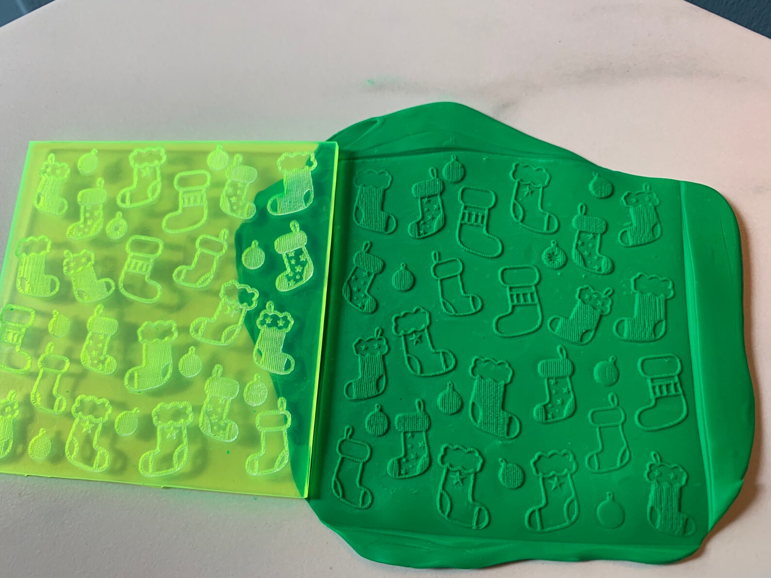 Christmas Stocking Polymer Clay Texture Themed Tile Acrylic Clay ...
