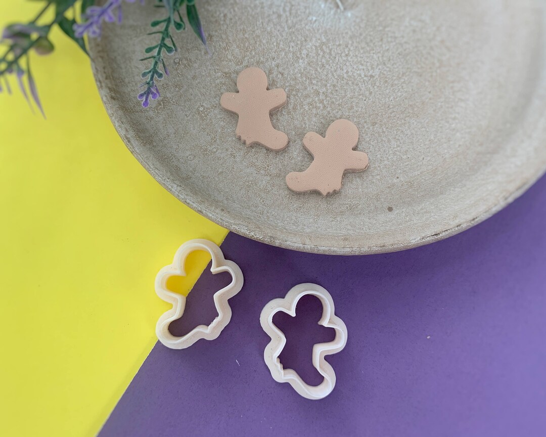 Bitten Gingerbread Man Polymer Clay Cutters 2 Piece Mirrored Set ...