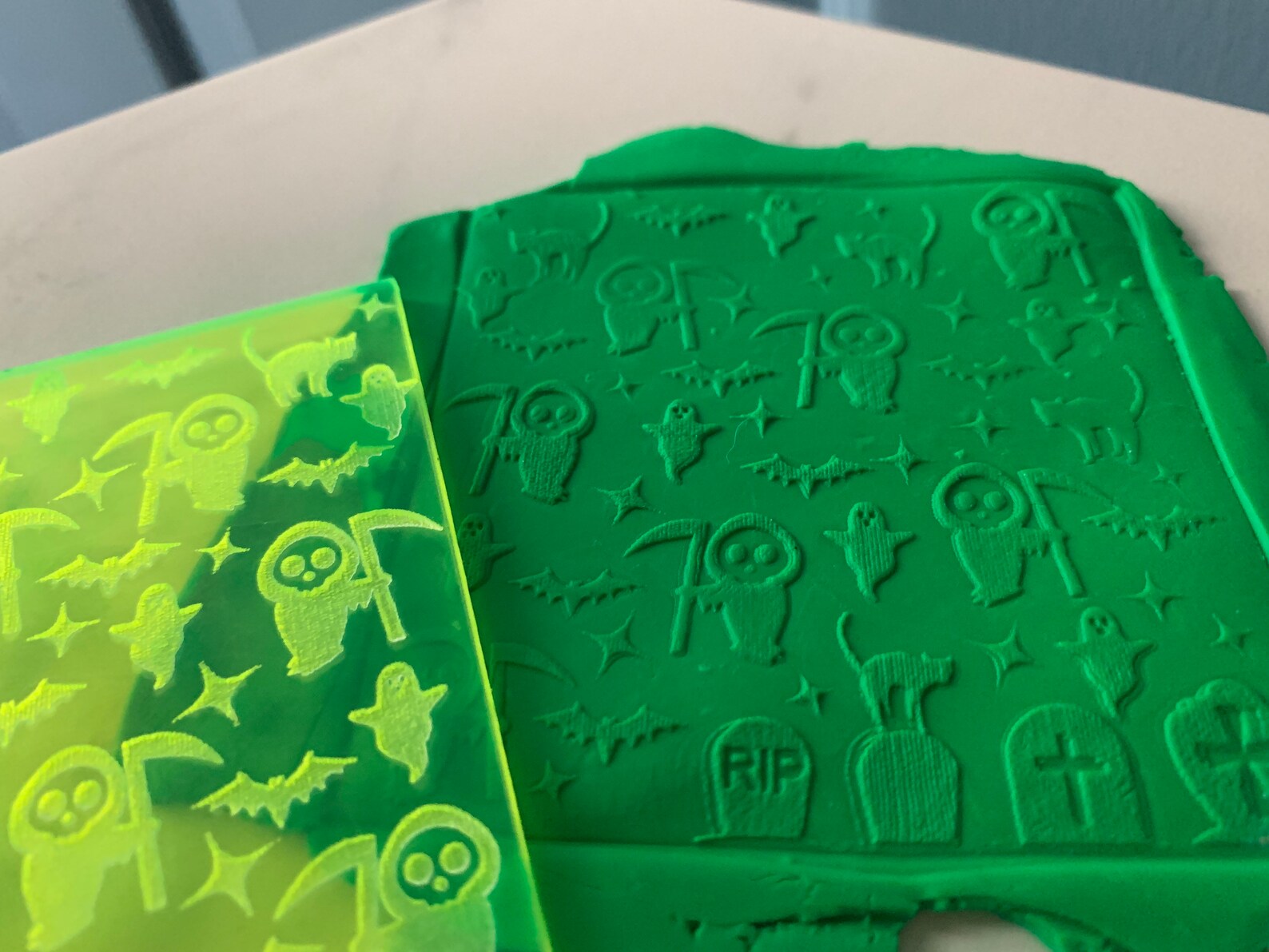 Cute Grim Reaper Polymer Clay Texture Themed Tile Halloween - Etsy