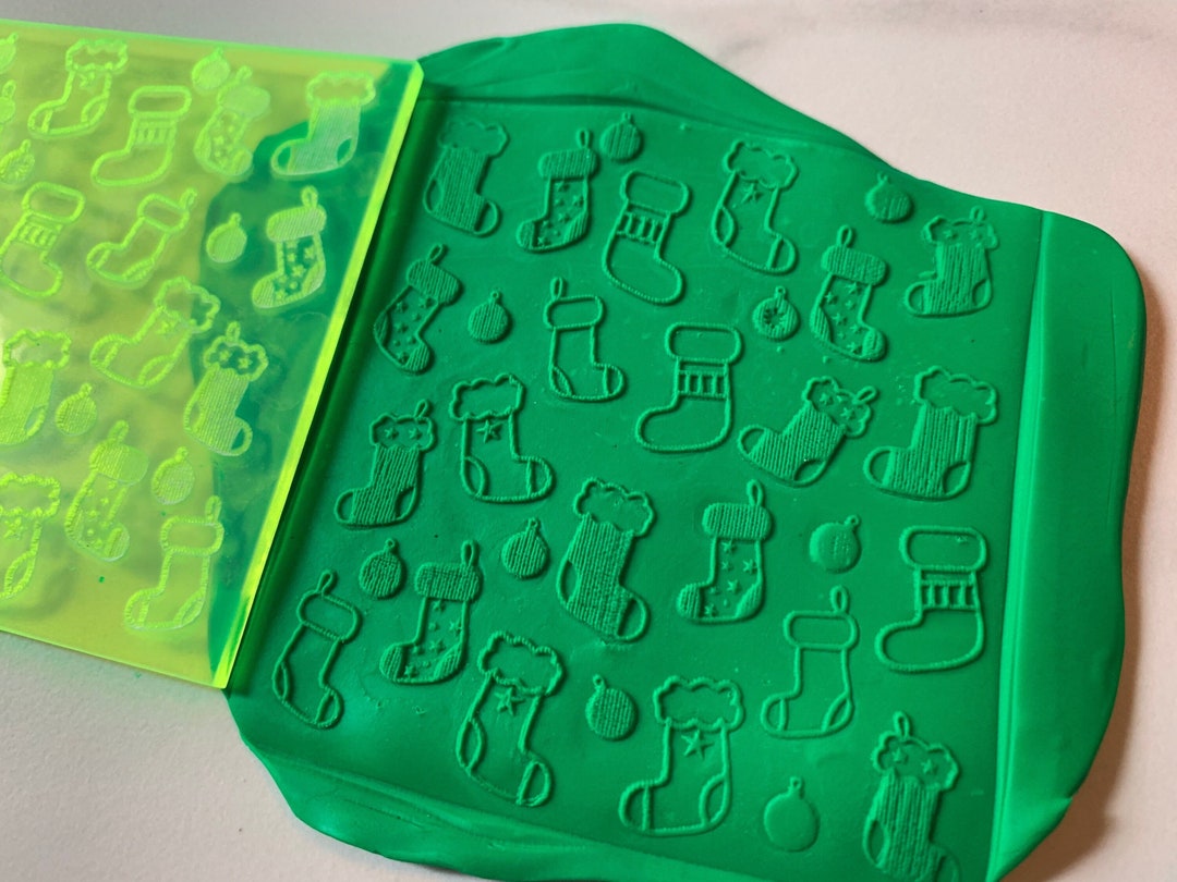 Christmas Stocking Polymer Clay Texture Themed Tile Acrylic Clay ...