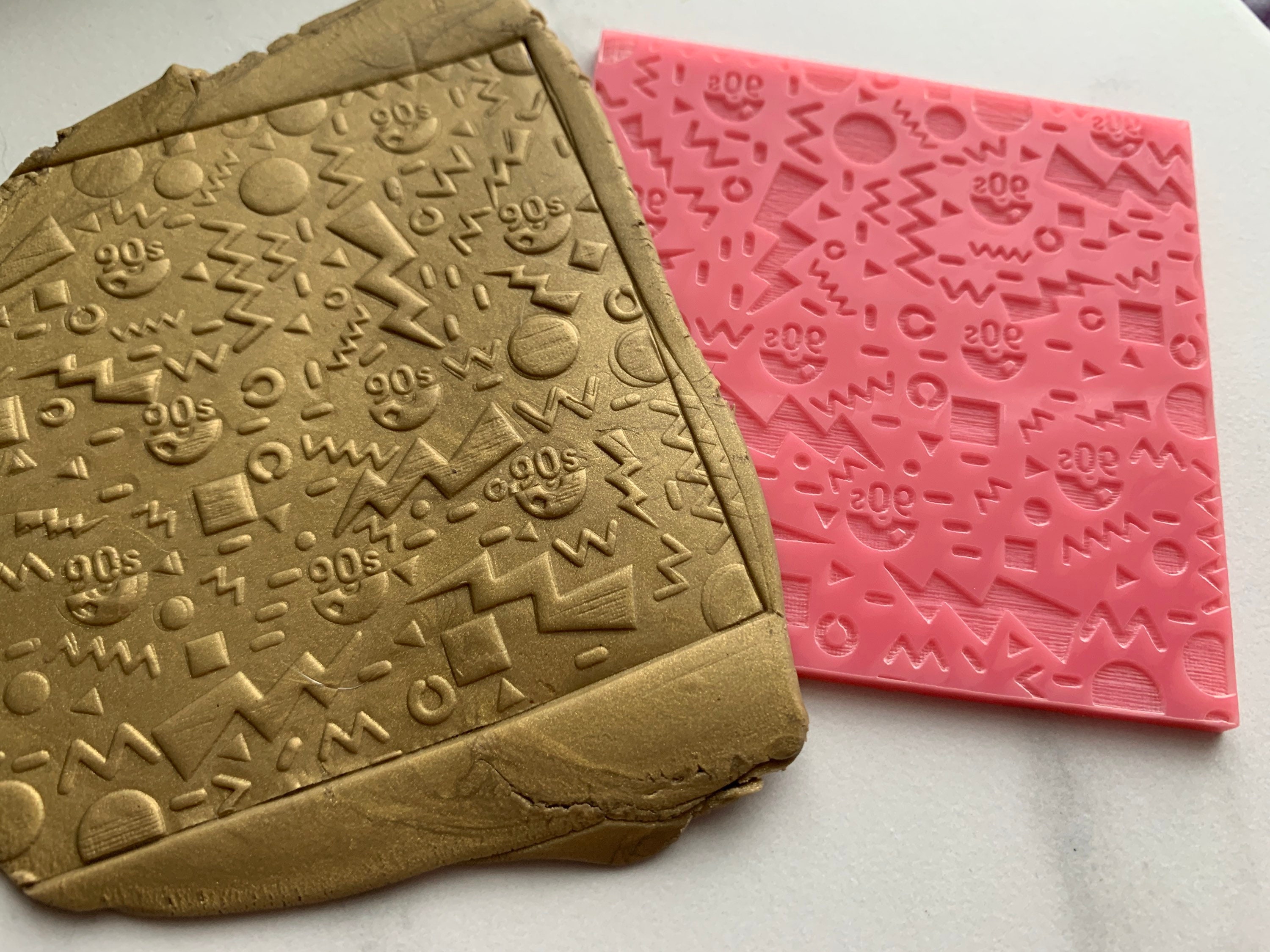 Totally 90s Polymer Clay Texture Themed Tile Nineties | Etsy