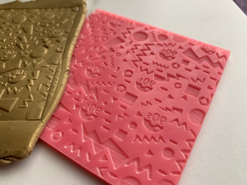 Totally 90s Polymer Clay Texture Themed Tile Nineties - Etsy