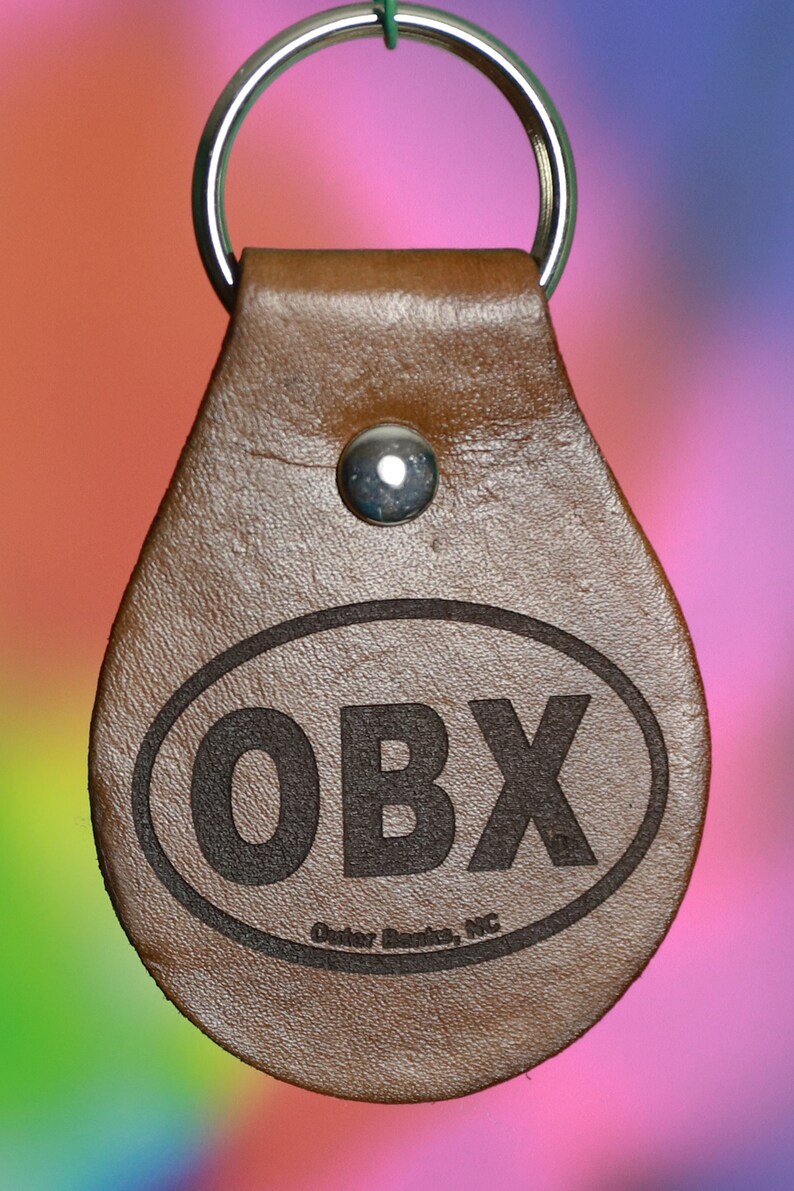 OBX Outer Banks Leather Keychain | Etsy