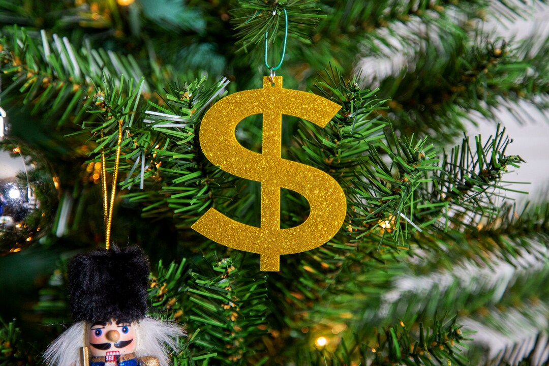 Dollar Sign Gold Glitter Christmas Tree Ornament - Etsy