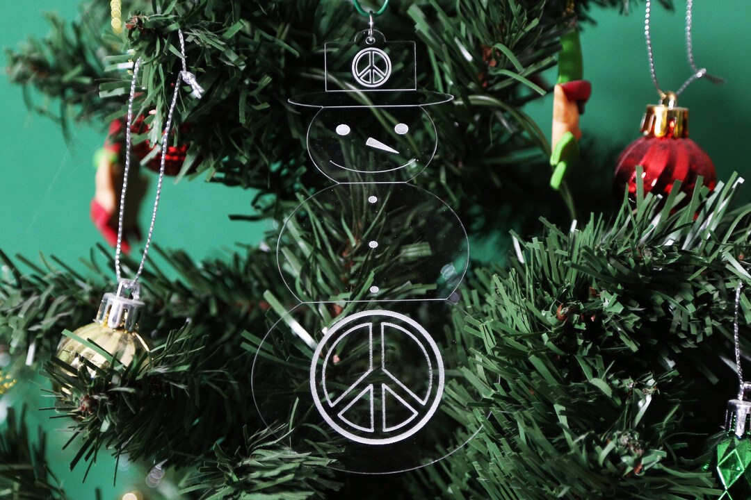 Peace Sign Snowman Christmas Tree Ornament - Etsy