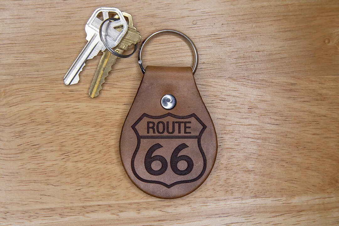 Route 66 Leather Keychain - Etsy