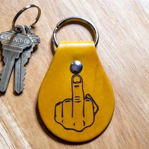 Middle Finger F-you Leather Keychain - Etsy