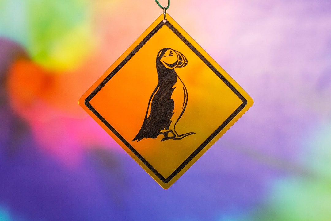 Puffin Crossing Road Sign Hand Painted Ornament - Etsy