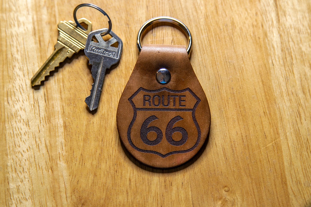 Route 66 Leather Keychain - Etsy