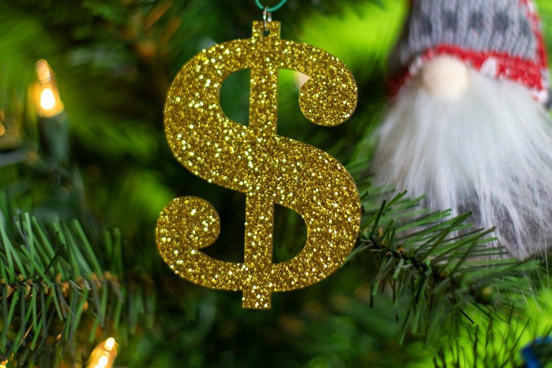 Dollar Sign Gold Glitter Ornament - Etsy
