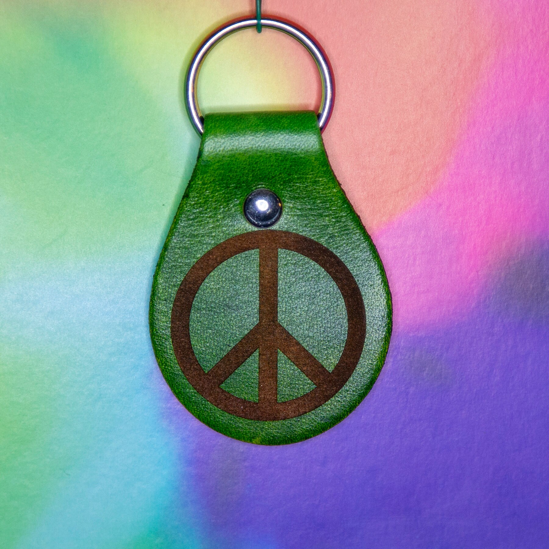 Leather Peace Sign Keychain - Etsy