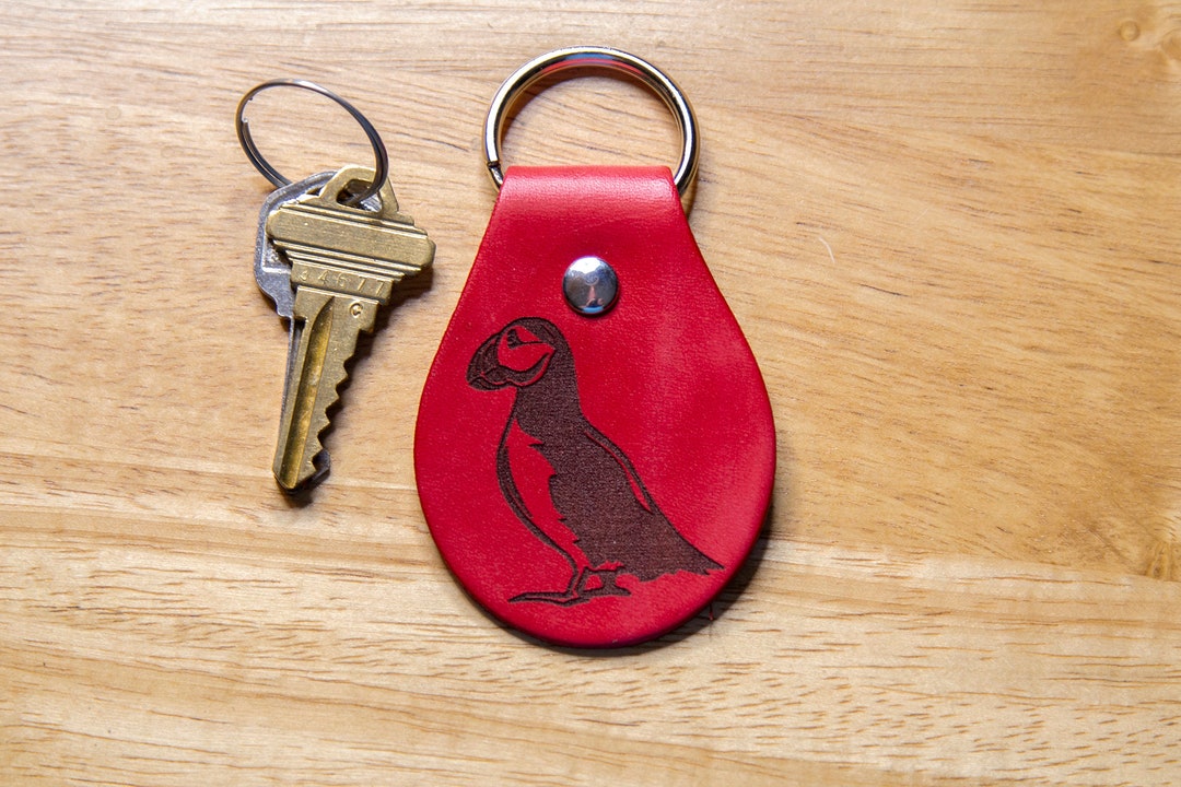 Puffin Leather Keychain - Etsy
