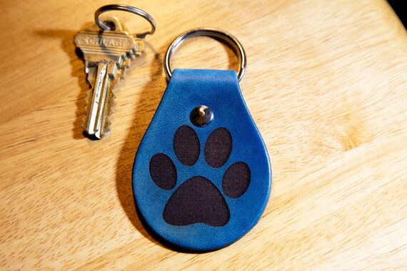 Dog Paw Print Leather Keychain - Etsy