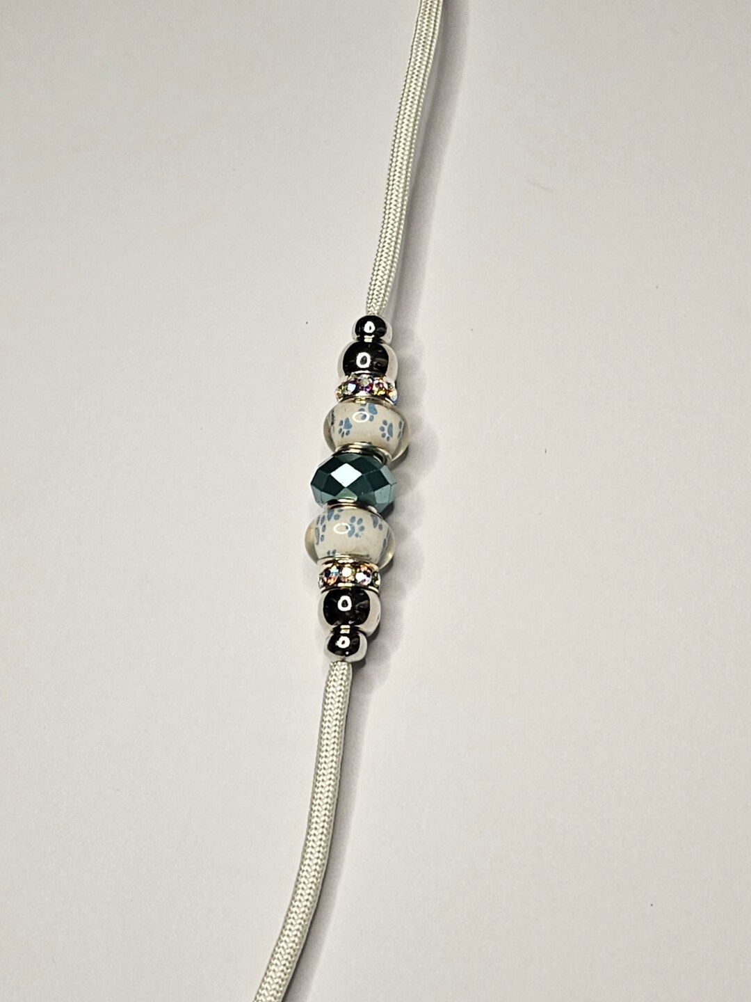 White, Light Blue and Silver All Breeds Bling Dog Show Lead - Bridal ...