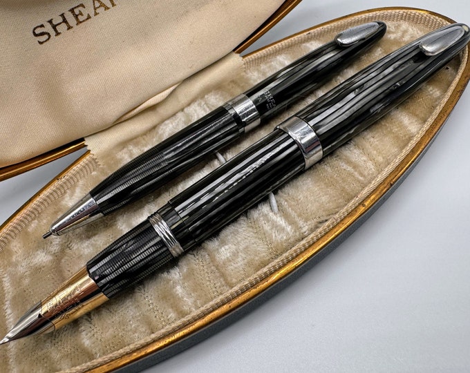 Sheaffer Valiant Tuckaway Fountain Pen/pencil Set Gray Striated ...