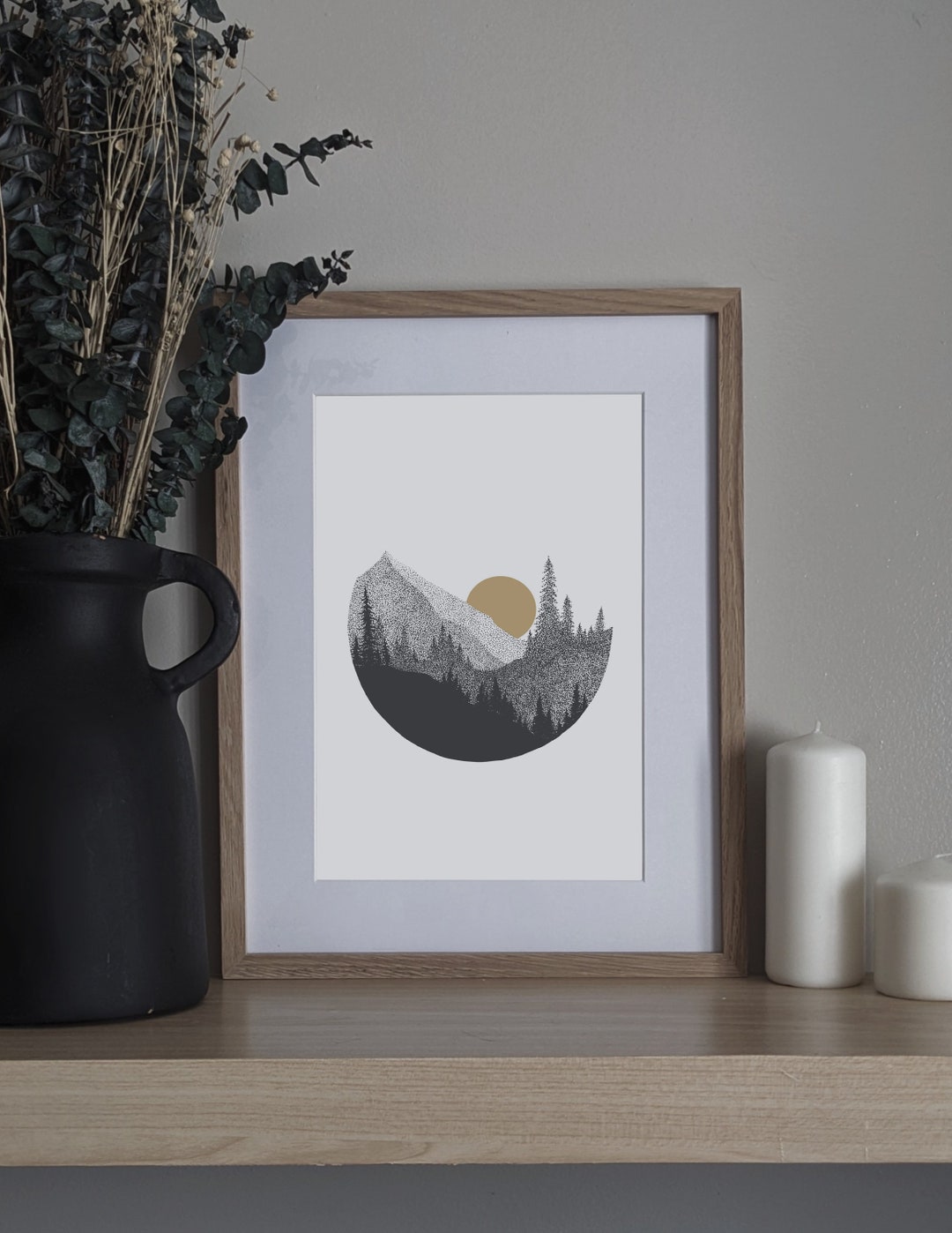 Golden Sunrise Art Print Nature Art Print Gold Sun Wall Art Forest ...