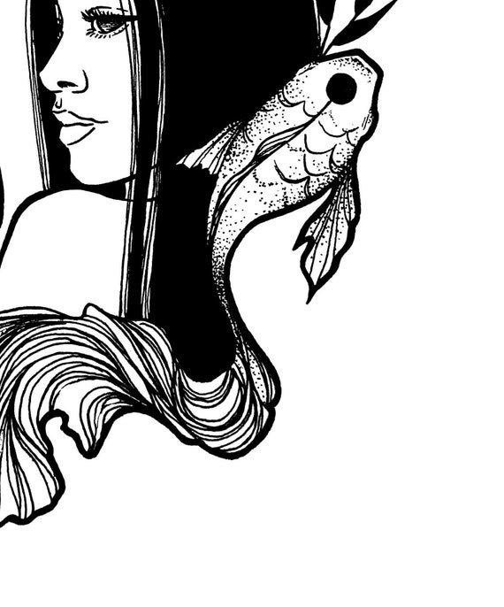 Girl Fish Drawing
