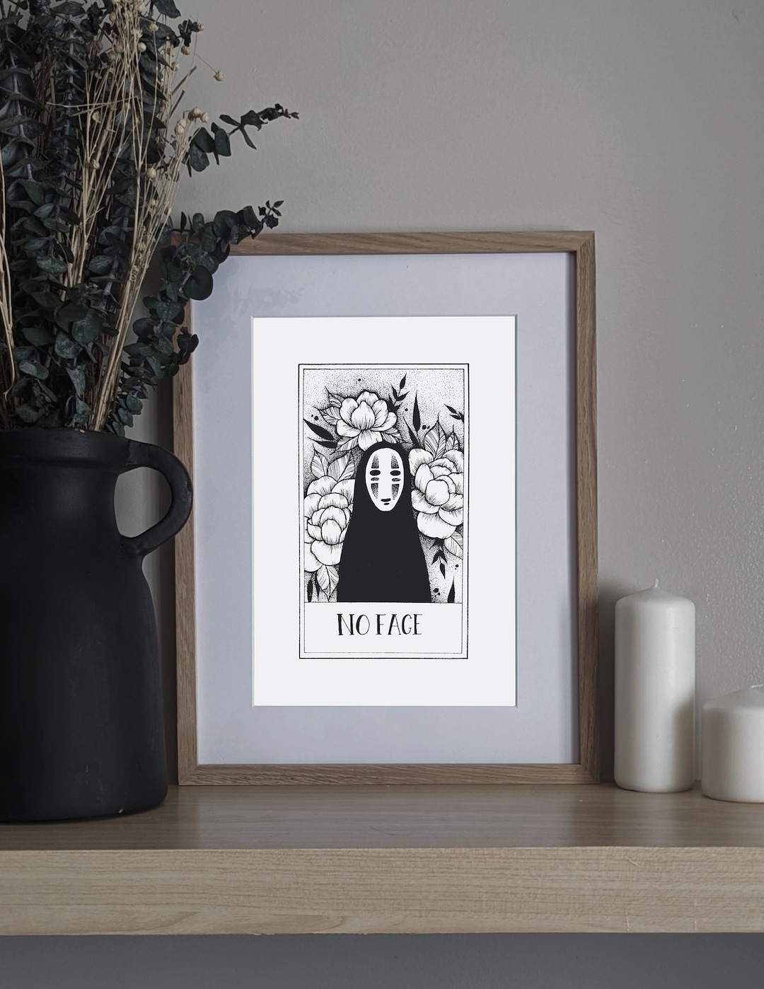 Floral No Face Art Print Spirited Away Art Print No Face Illustration ...