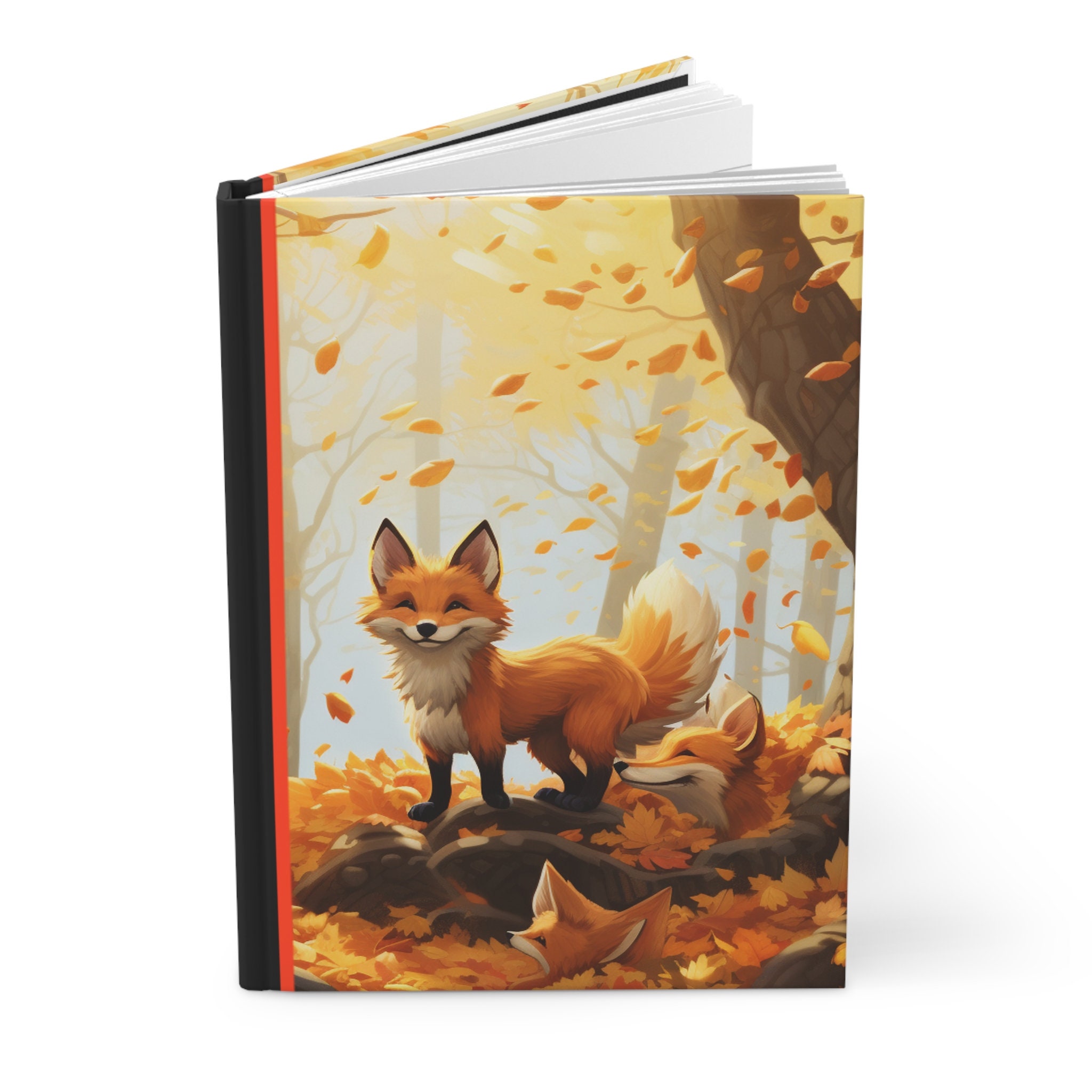 Red Foxes in Leaves Lined Journal 150 Page 75 Sheets Lined Hardback ...