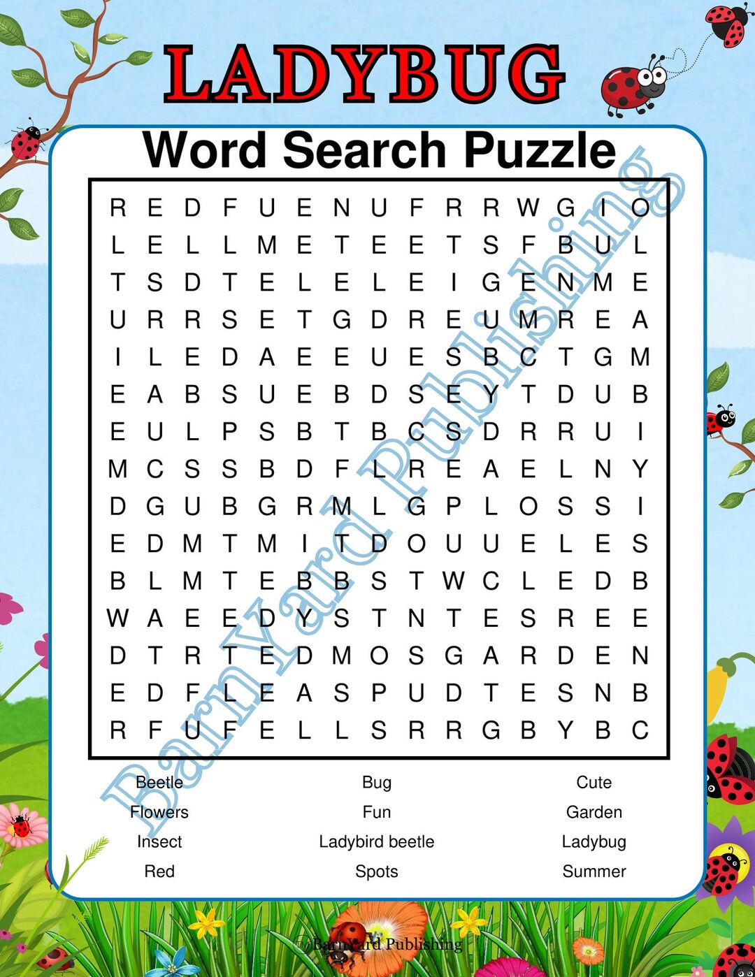 Printable Ladybug Word Search| Ladybug Digital Activity for Kids ...