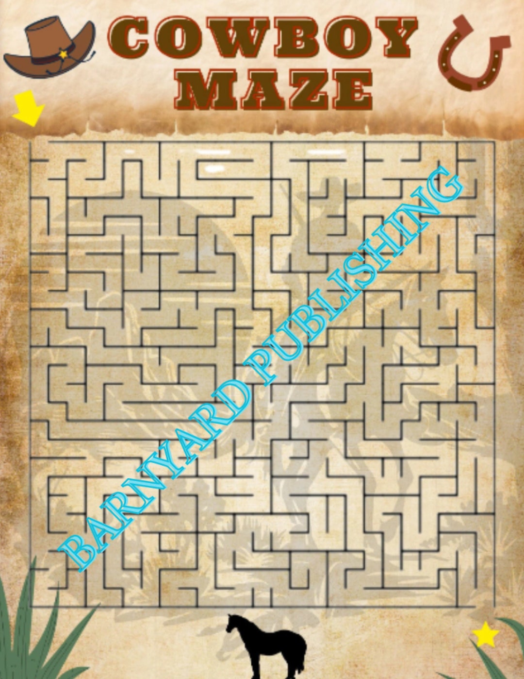 Printable Cowboy Themed Puzzle Maze Digital Activity for Kids Teachers ...