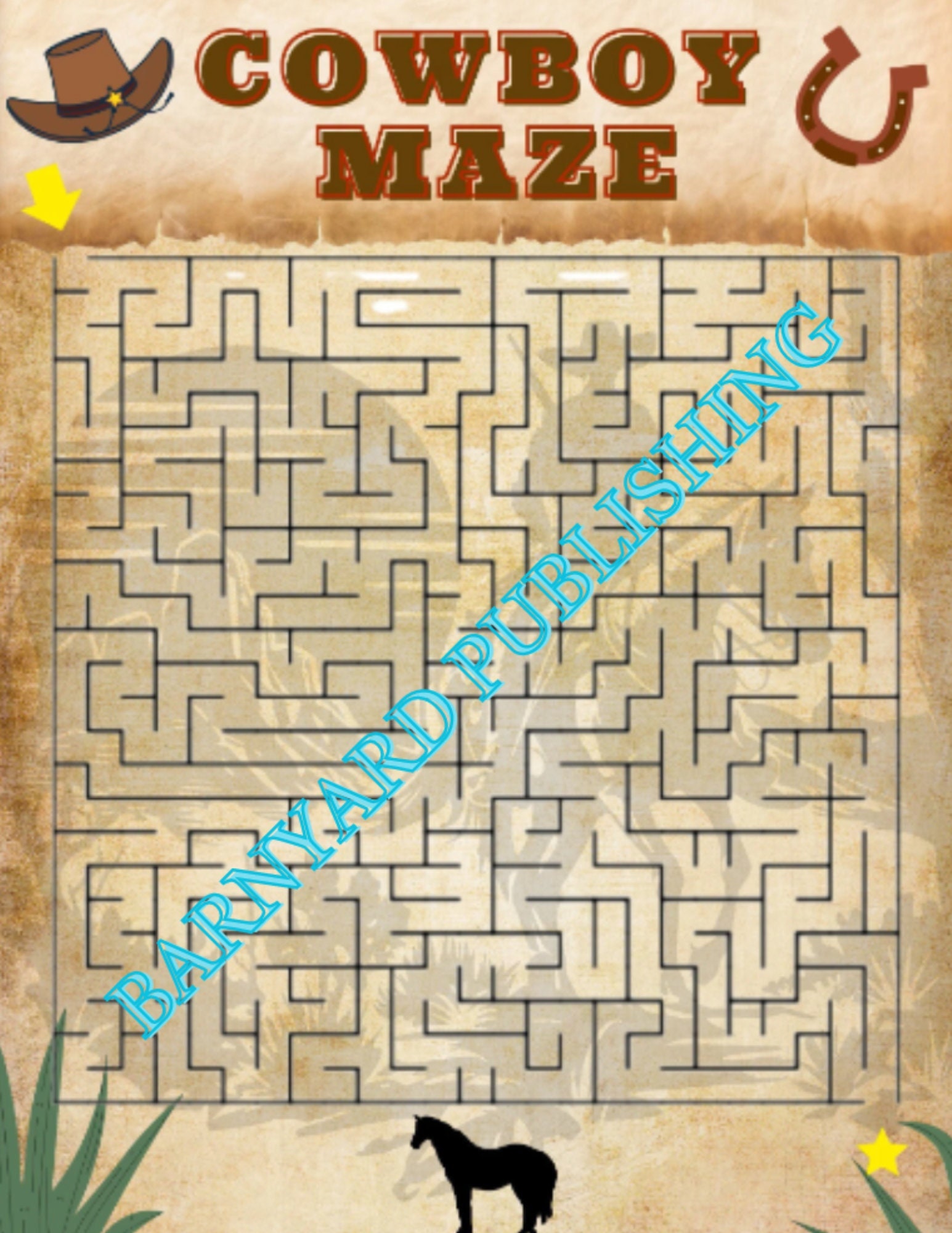 Printable Cowboy Themed Puzzle Maze Digital Activity for - Etsy