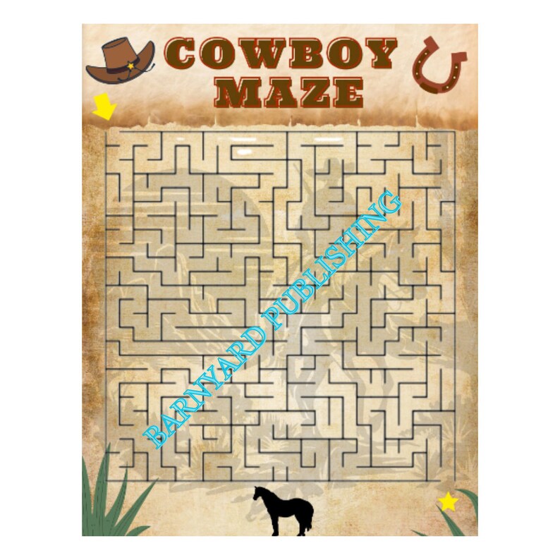 5 Printable Cowboy Western Mazes Puzzle Pack - Digital Activity for ...