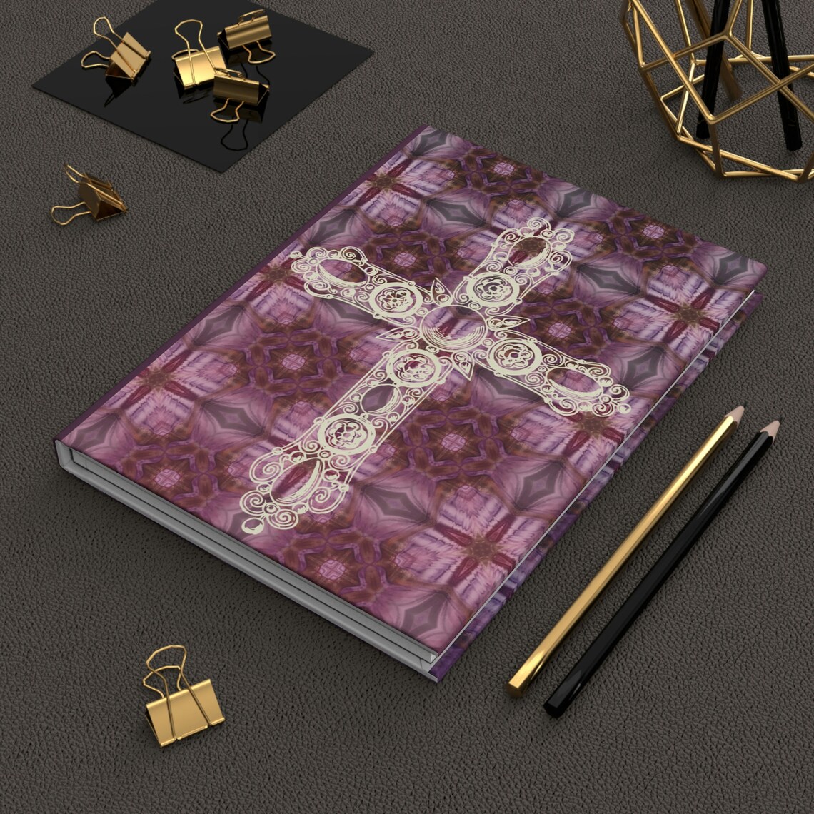 Christian Cross Mosaic Tiles - 150 Page (75 Sheets) Lined Hardback ...