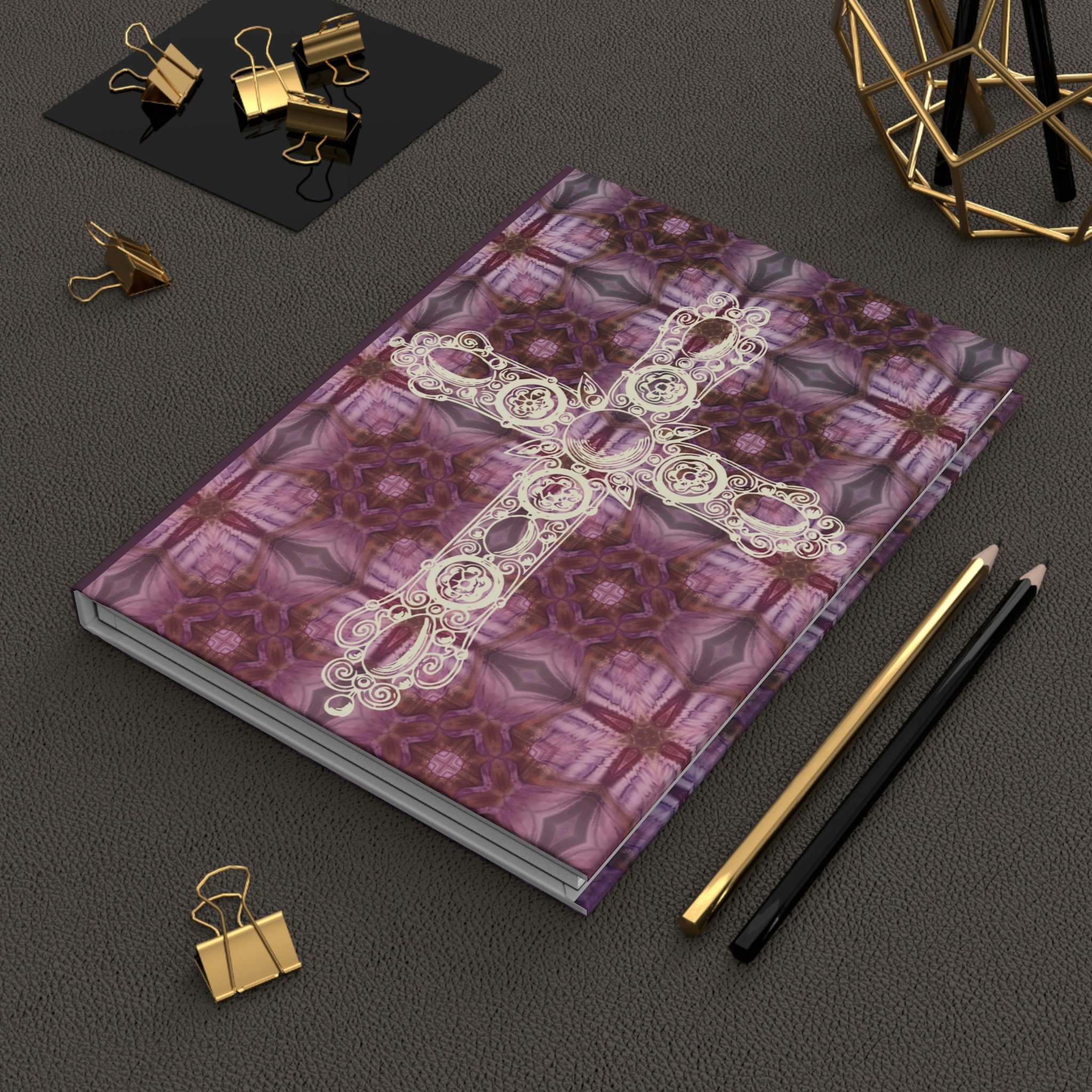 Christian Cross Mosaic Tiles - 150 Page (75 Sheets) Lined Hardback ...